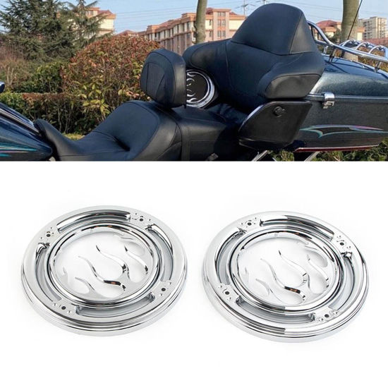 GetUSCart- Lirun Motorcycle Chrome Rear Speaker Grill Cover,Flame ...