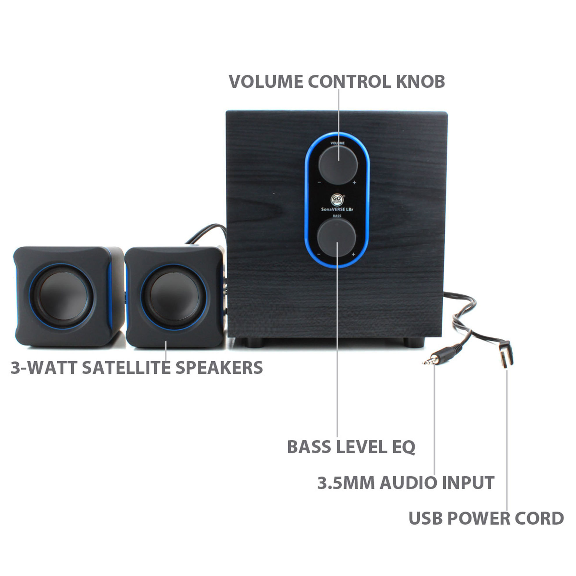 GetUSCart- GOgroove SonaVERSE LBr 2.1 Computer Speakers with Subwoofer - USB Powered PC Speaker ...