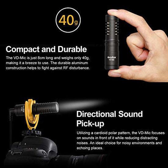 GetUSCart- GODOX VD-Mic Shotgun Microphone with 3.5mm TRS TRRS Output ...