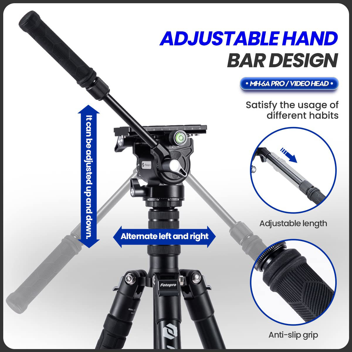 GetUSCart- Fotopro Aluminum Video Fluid Head with Handle, Heavy Duty ...