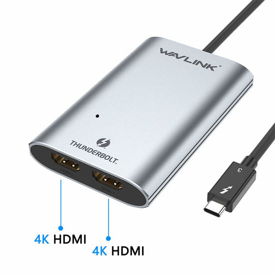 GetUSCart- WAVLINK Thunderbolt 3 to Dual HDMI Display Adapter 4K@60Hz, Thunderbolt 3 up to ...