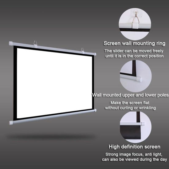 GetUSCart- 30" 40" 50" 60" 72" Manual Pull Down Projector Screen Home ...