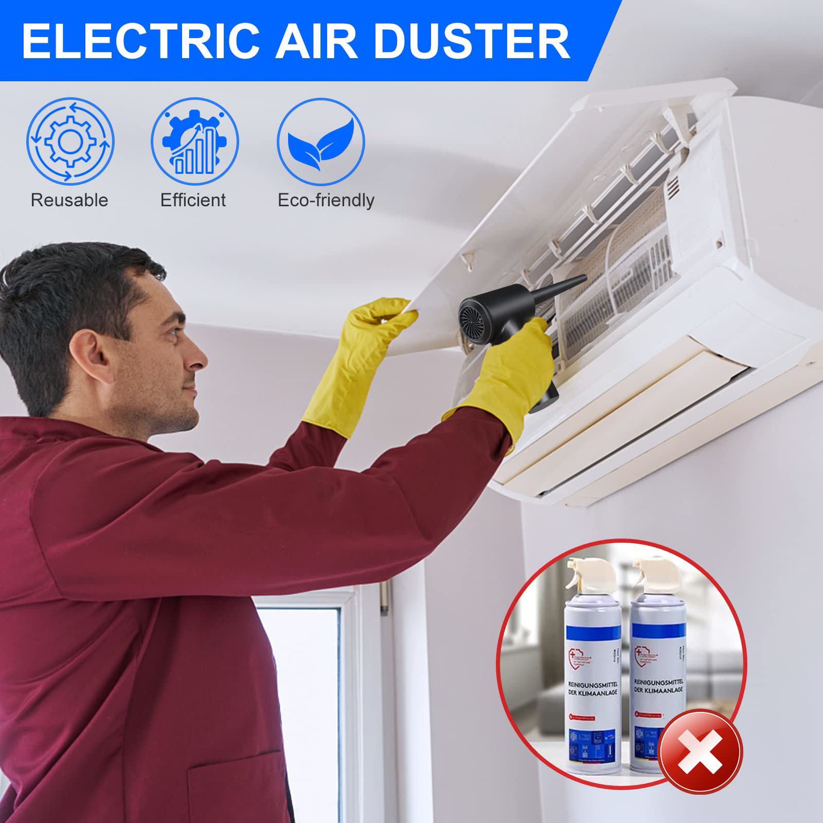 GetUSCart- Compressed Air Duster, Multi-Use Reusable Electronic Air ...