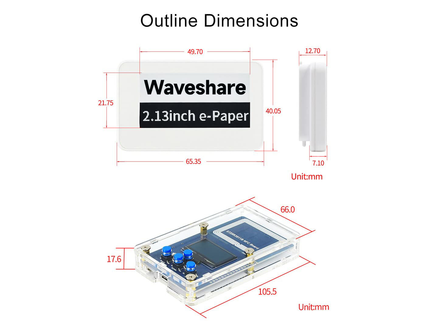GetUSCart- waveshare 2.13inch NFC e-Paper Eval Kit Bundle with 2.13inch NFC-Powered e-Paper ...