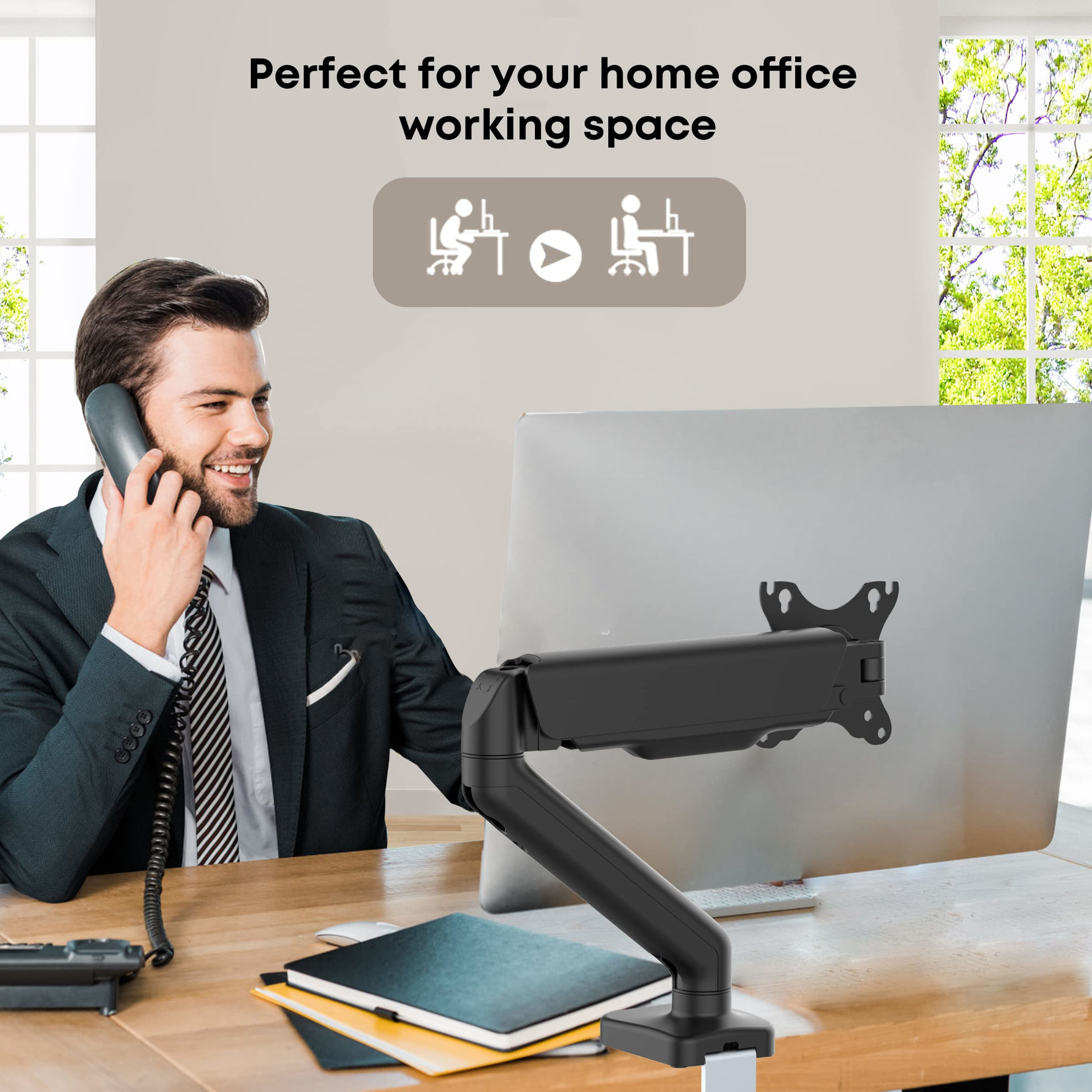 GetUSCart- Single Monitor Desk Mount Stand - PUTORSEN Articulating Gas ...