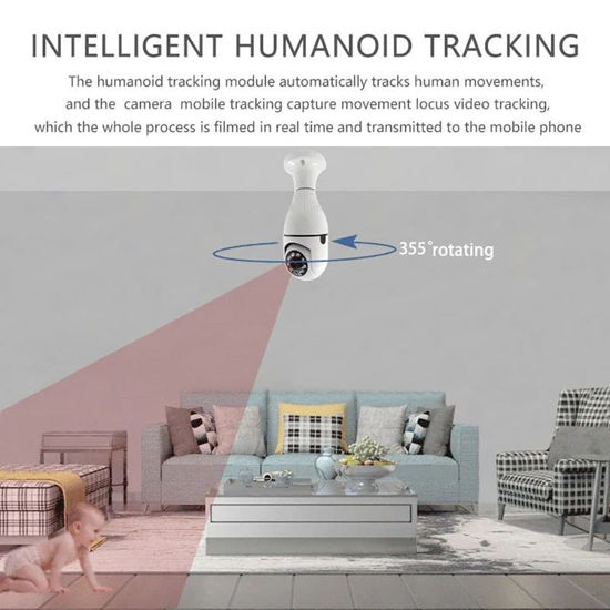 GetUSCart- EVERSECU HD 2K 3.0MP Wireless PTZ Security Camera with E27 ...