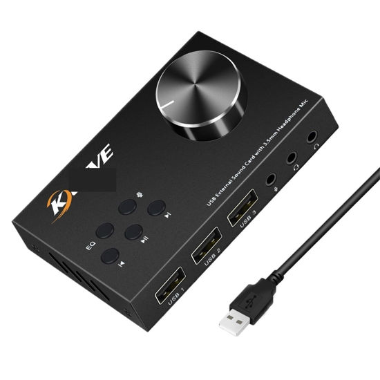 GetUSCart- USB External Sound Card with 3.5mm Headphone Mic Interface ...
