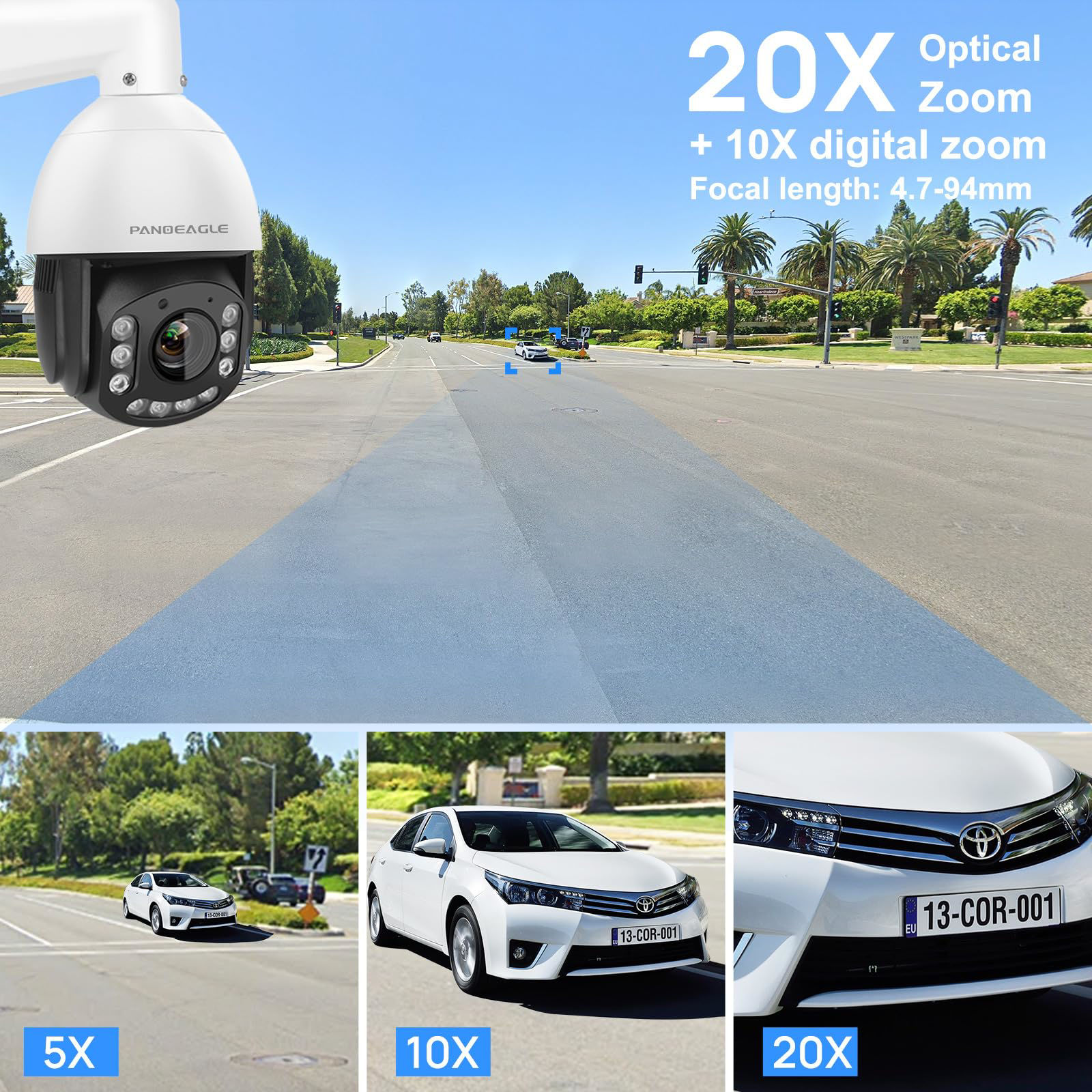 GetUSCart- Outdoor PTZ Camera 20x Optical Zoom Pan and Tilt, 8MP IP PoE ...