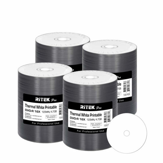 GetUSCart- 400 Pack Ritek Pro (Professional Grade) DVD-R 16X 4.7GB AZO Dye (MID MXL RG04) White ...