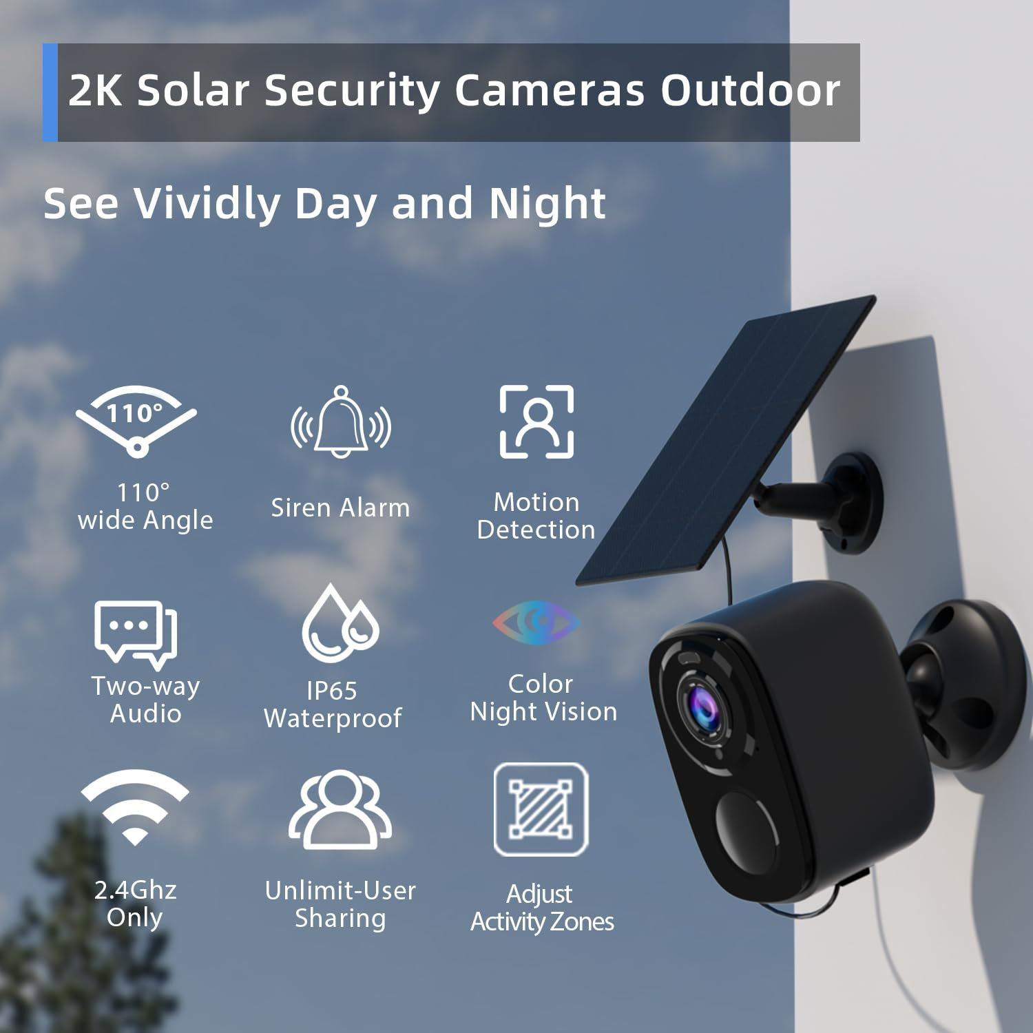 GetUSCart- 4Pack Security Cameras Wireless Outdoor with Solar Panel,2 ...