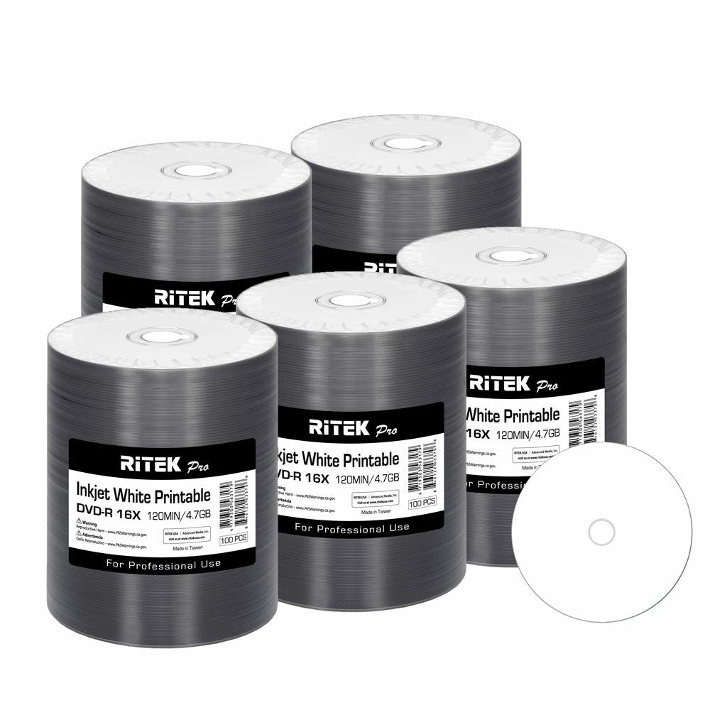 GetUSCart- 500 Pack Ritek Pro (Professional Grade) DVD-R 16X 4.7GB AZO ...
