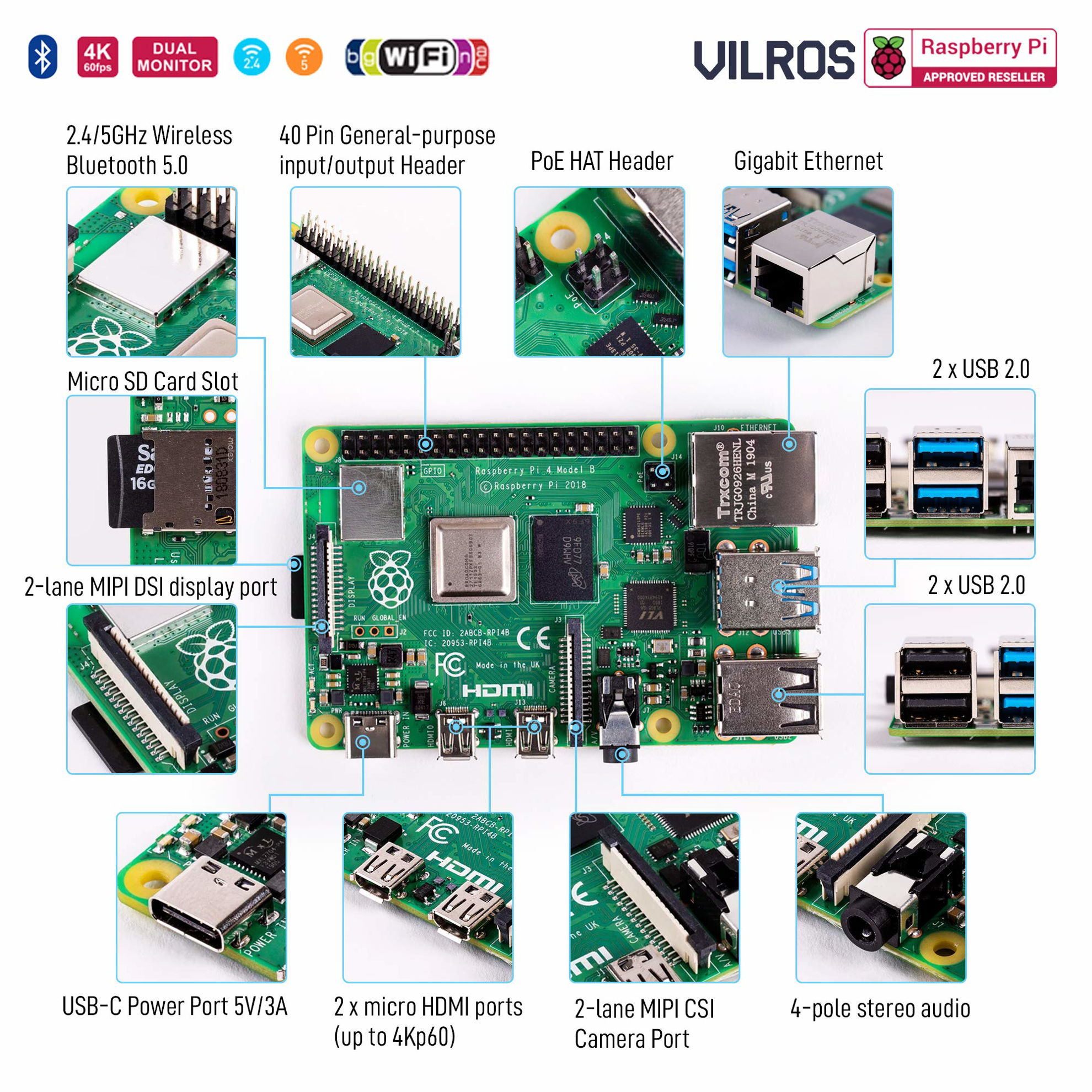 GetUSCart- Vilros Raspberry Pi 4 2GB Complete Desktop Kit with Mini Keyboard and Touchpad Combo