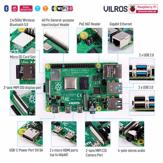 GetUSCart- Vilros Raspberry Pi 4 2GB Complete Desktop Kit with Mini Gaming Style Keyboard/T-pad