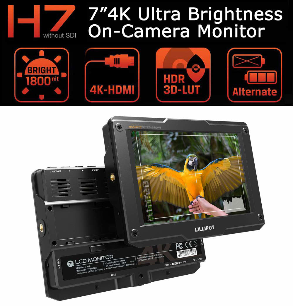 GetUSCart- LILLIPUT H7 4K 7" Field Monitor Ultra Bright 1800nit HDMI ...