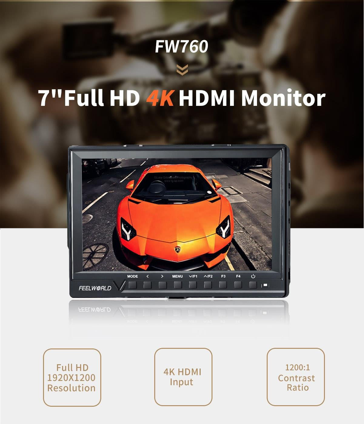 GetUSCart- FEELWORLD FW760 7 Inch On-Camera Monitor, 1920x1200, 4K HDMI ...