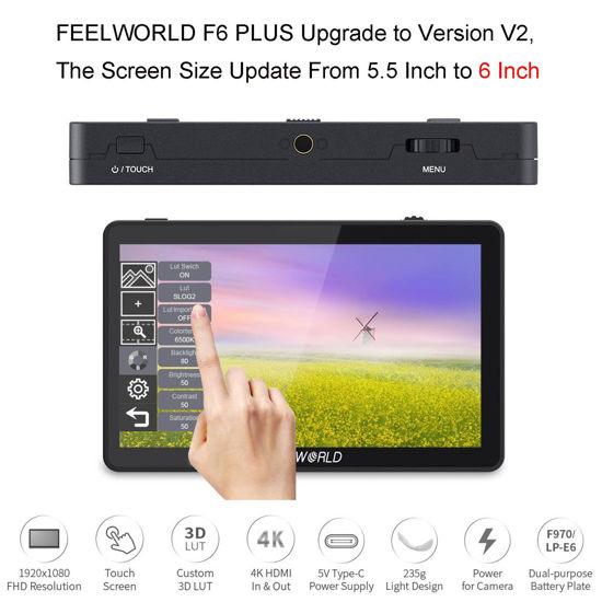 GetUSCart- FEELWORLD F6 Plus V2 6 Inch 3D LUT DSLR Camera Field Monitor ...