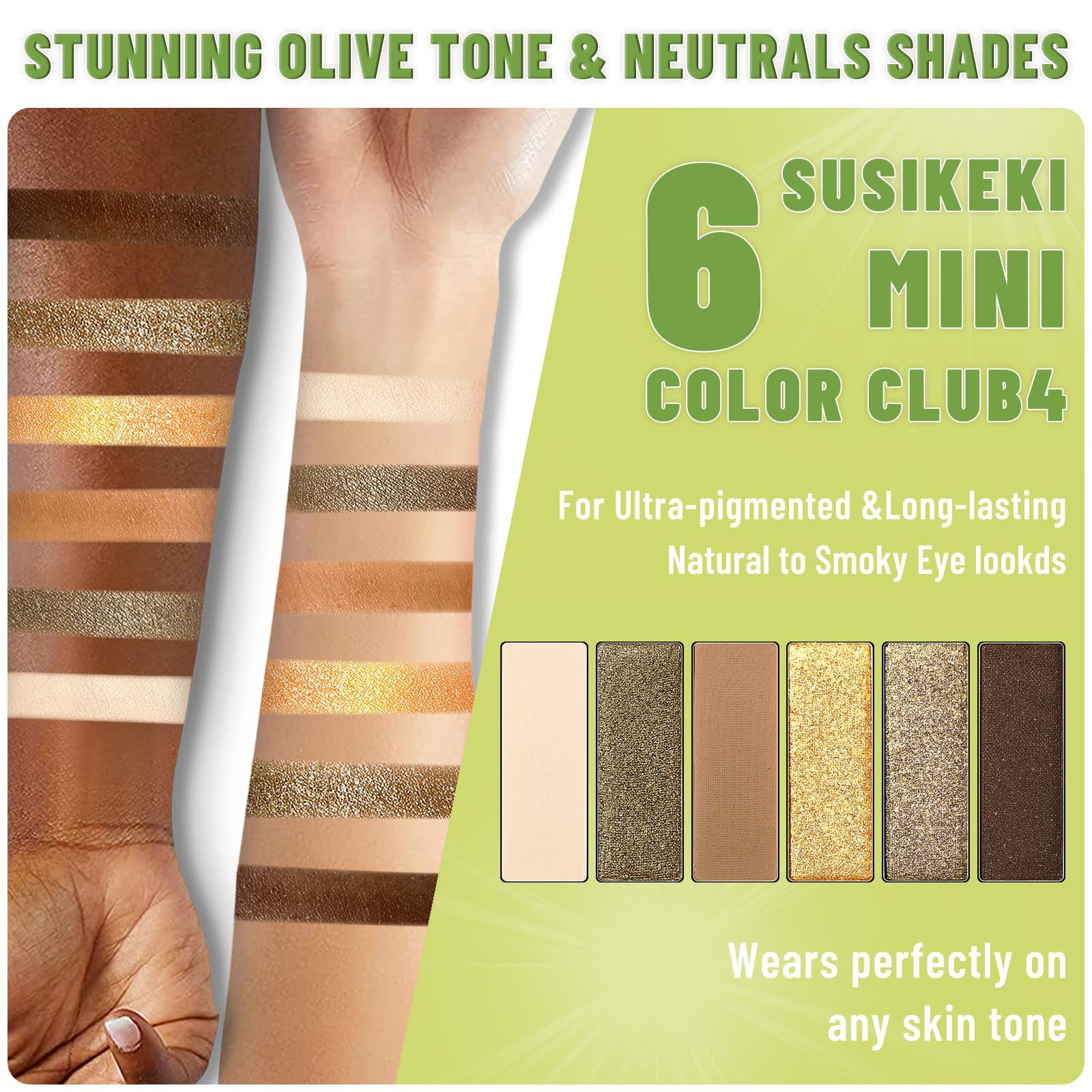 GetUSCart- SUSIKEKI 6 Colors Mini Naked Eyeshadow Makeup Palette Olive-colored Neutral Tone Eye ...
