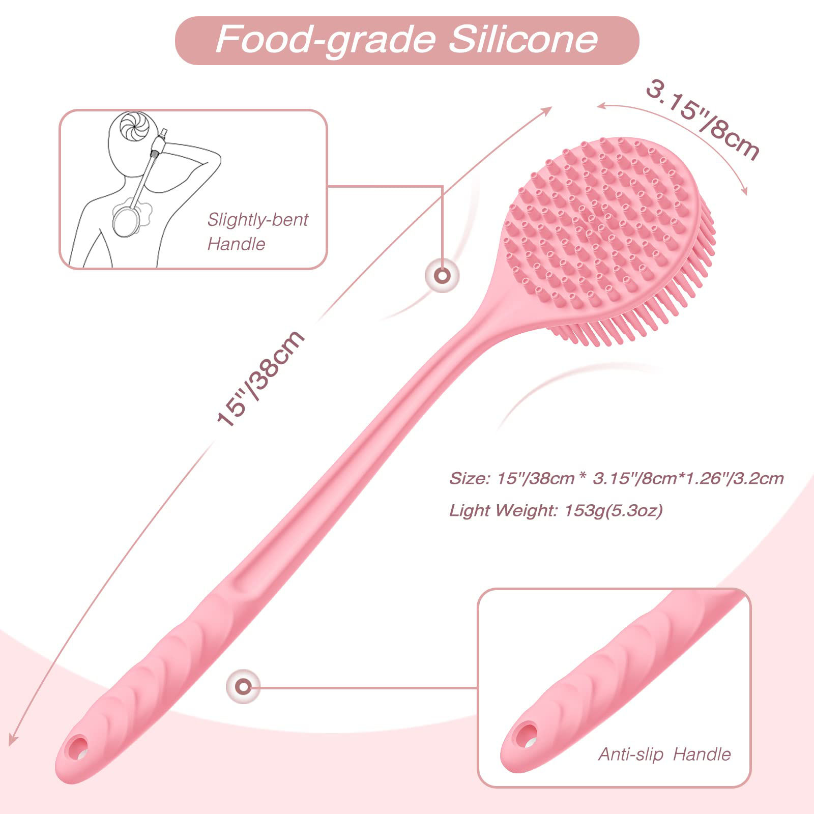 GetUSCart- Manmihealth Silicone Back Scrubber(Thick Bristles) & Soft ...