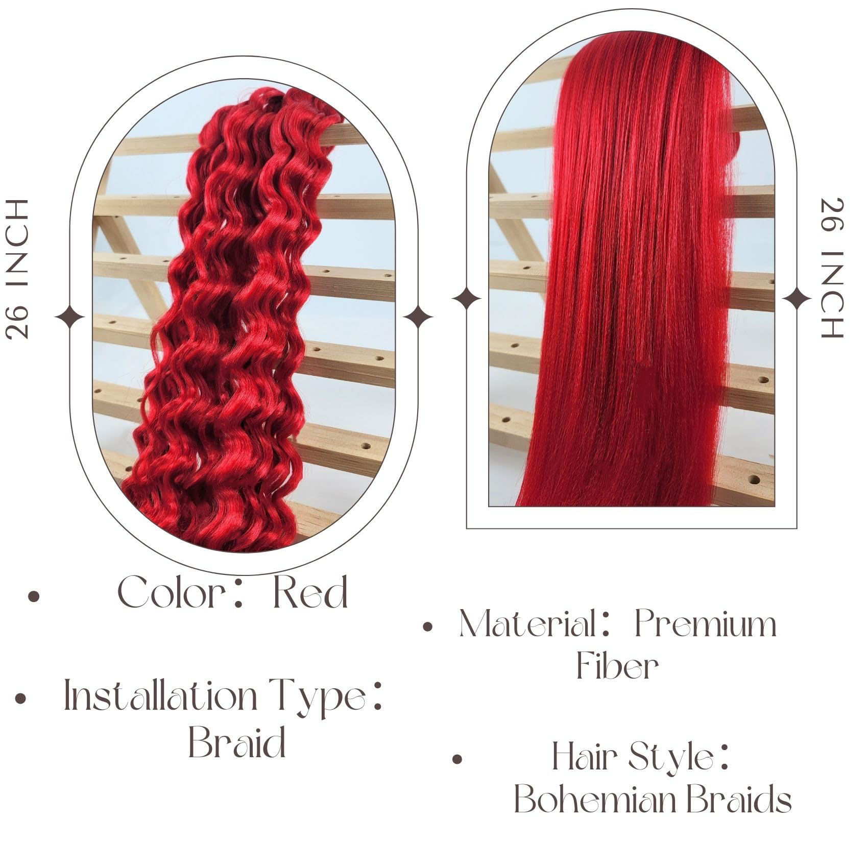 GetUSCart- Leticia Red Braiding Hair for Boho Braids Curly Boho ...