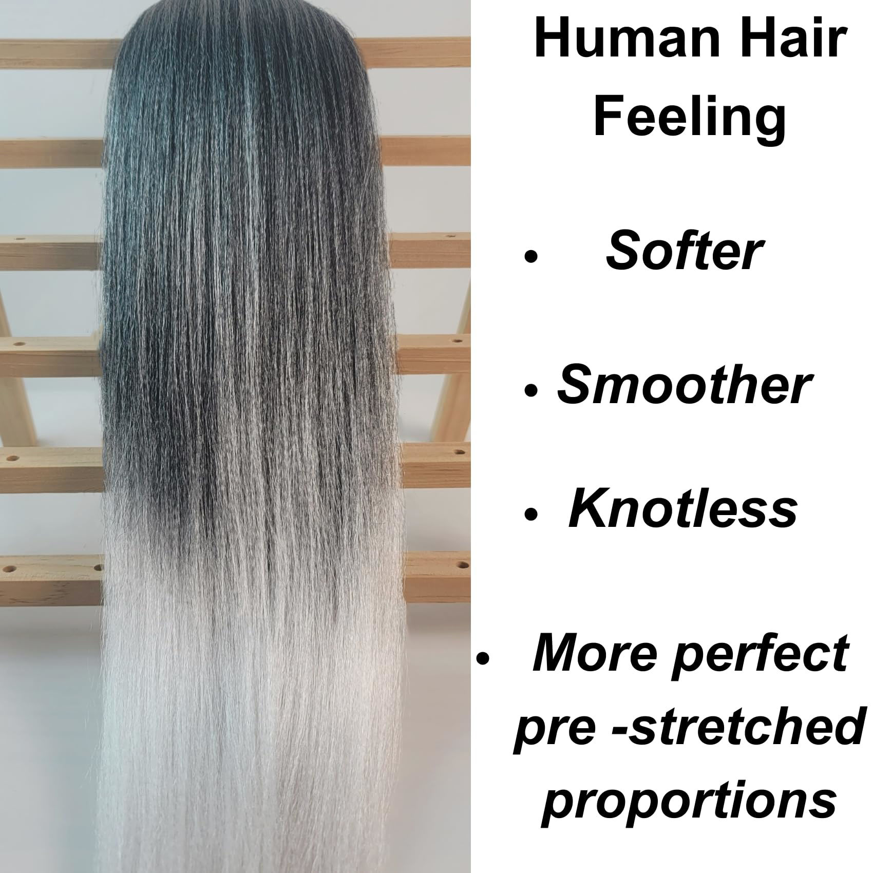 GetUSCart- Silver Grey Braiding Hair Pre stretched Kanekalon Knotless ...