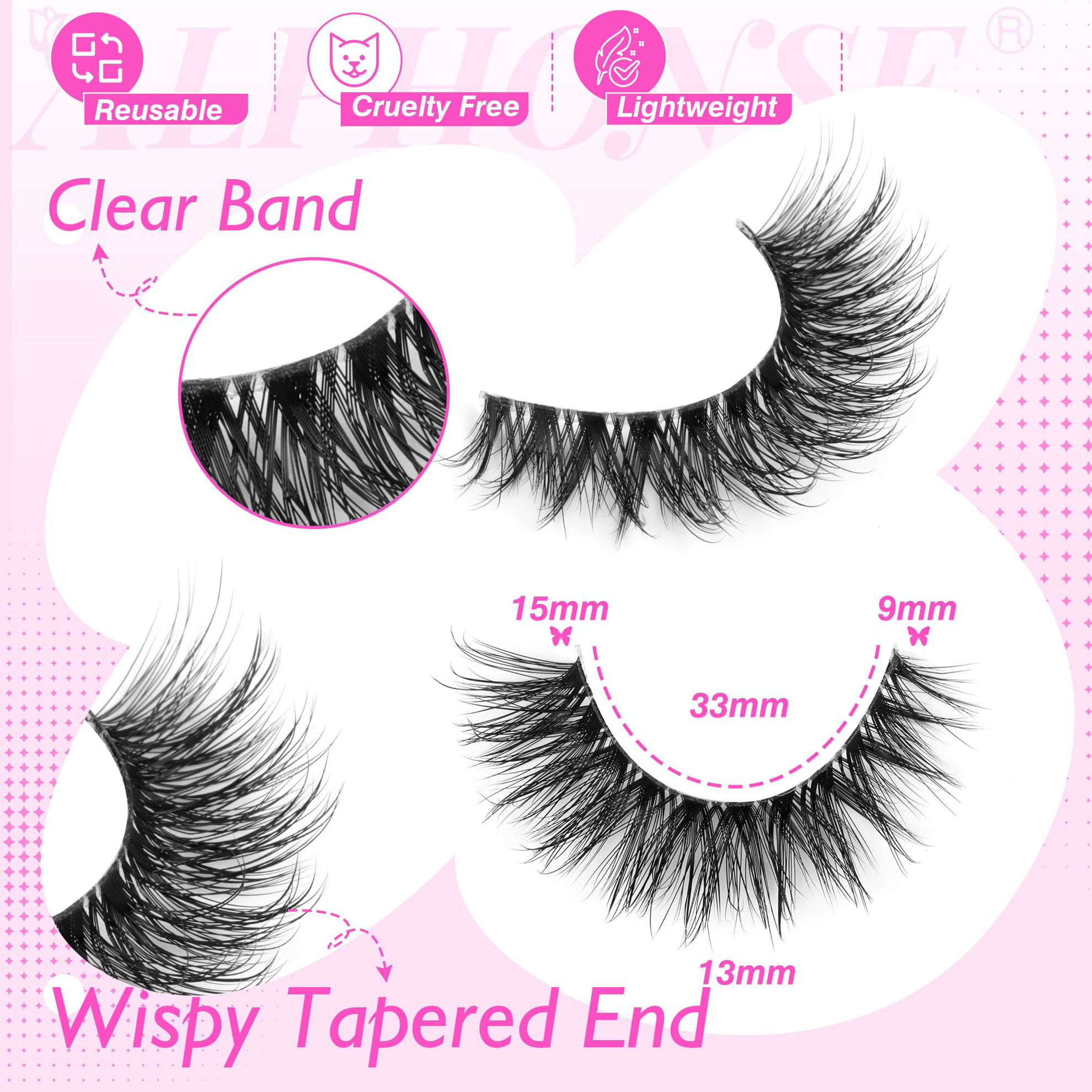 GetUSCart- False Eyelashes Natural Look Cat Eye Lashes Wispy 3D Strip Fake Lashes That Look Like ...