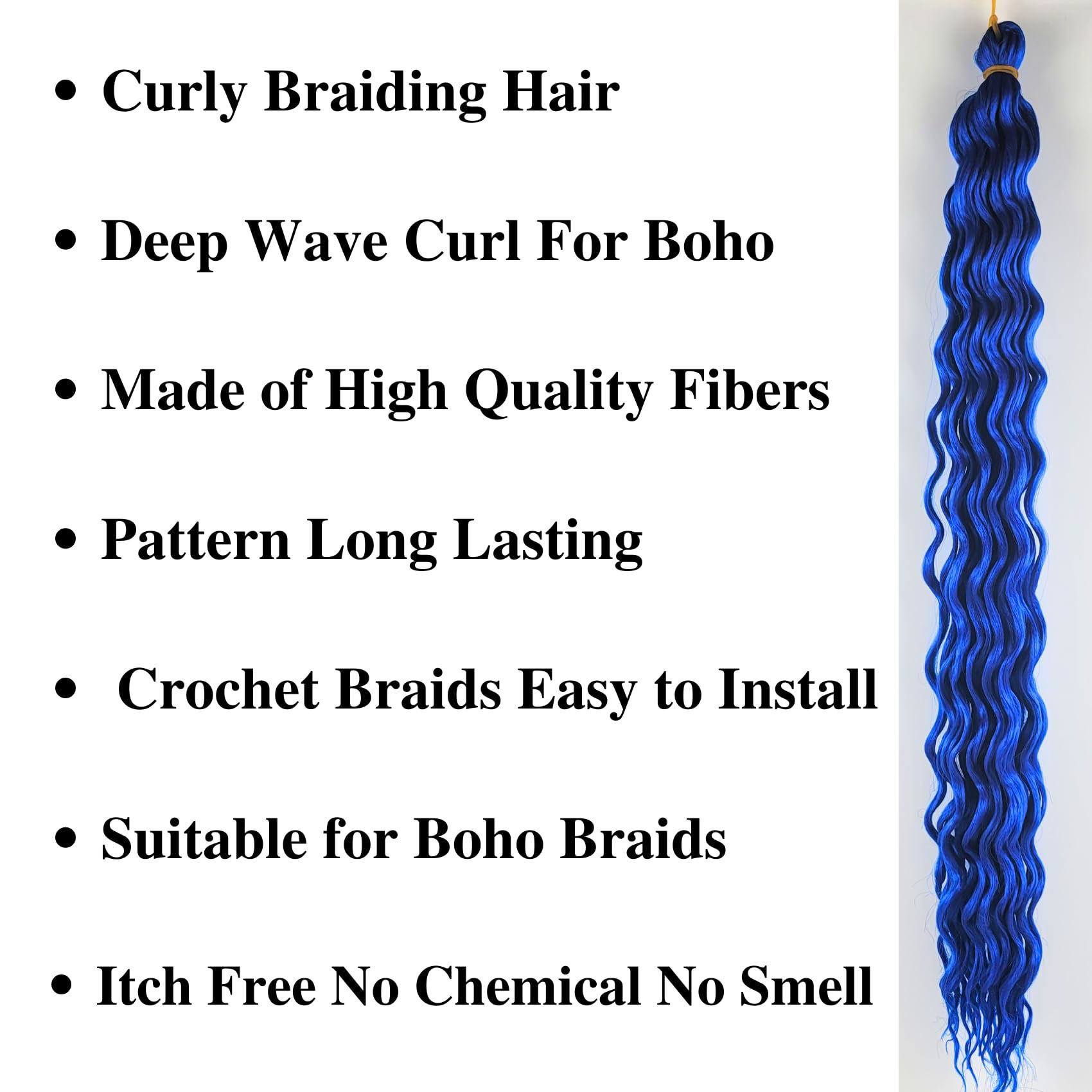 GetUSCart- Blue Curly Braiding Hair Deep Wave Curly Braiding Hair for ...