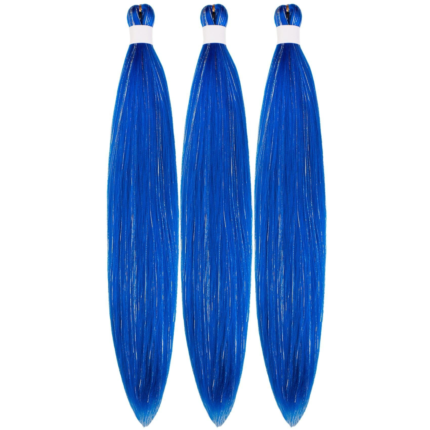 GetUSCart- Gozill Blue Braiding Hair Pre stretched Sparkle Tinsel ...