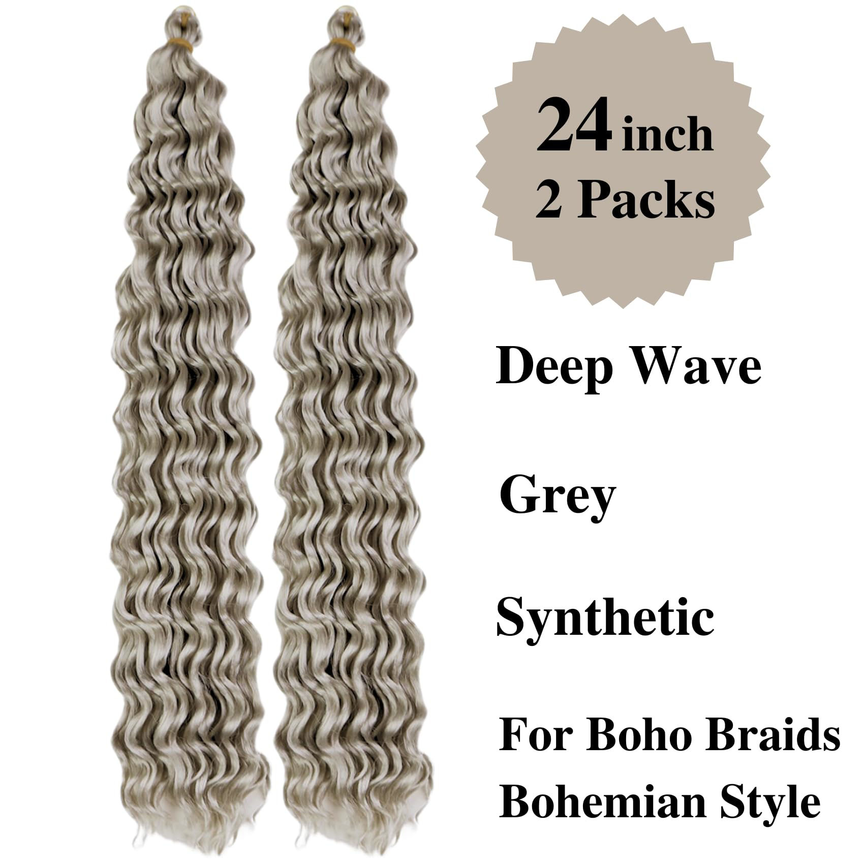 GetUSCart- Silver Grey Curly Braiding Hair Deep Wave Curly Braiding ...