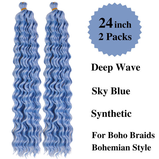 GetUSCart- Light Blue Curly Braiding Hair Deep Wave Curly Braiding Hair ...