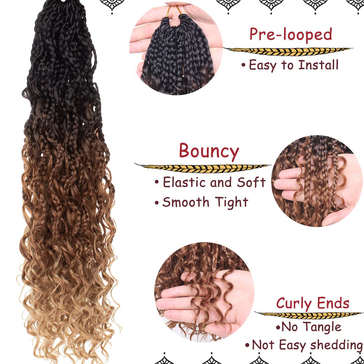 GetUSCart- Beverlee Boho Box Braids 8 Packs Goddess Box Braids 12 Inch ...