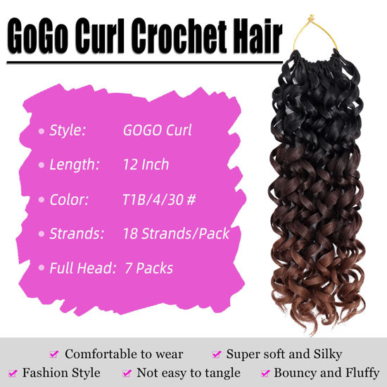 GetUSCart- 7 Packs GoGo Curl Crochet Hair 12 Inch Short Curly Crochet ...