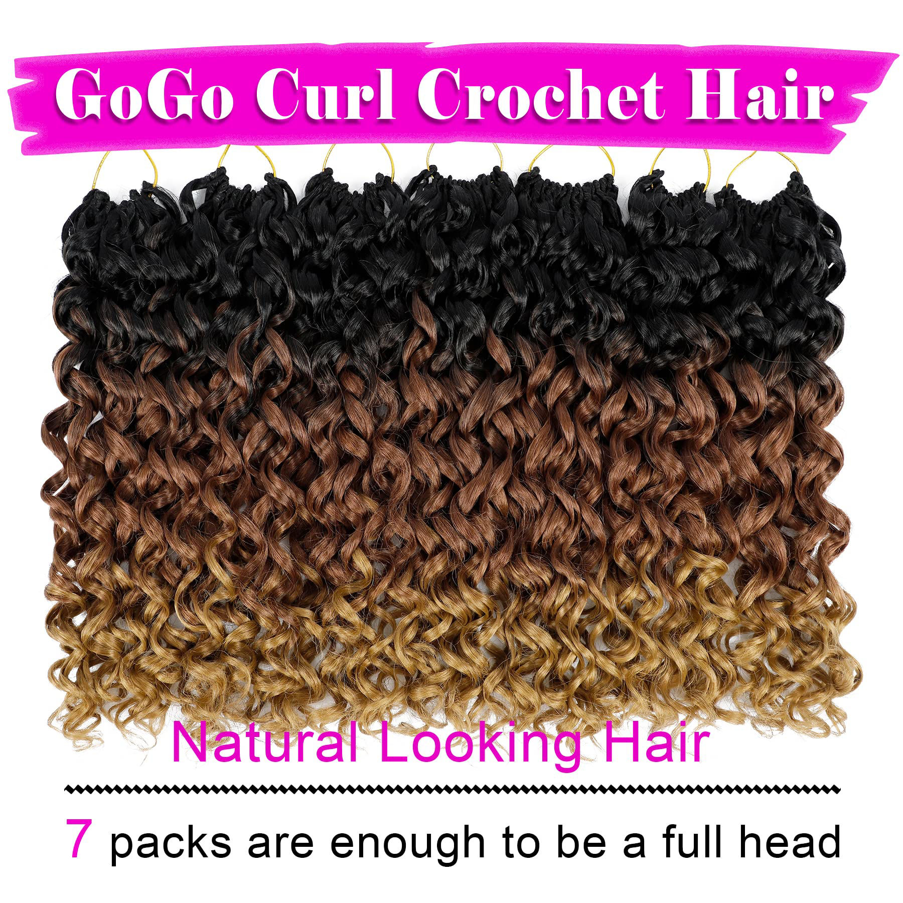 GetUSCart- 7 Packs GoGo Curl Crochet Hair 14 Inch Short Curly Crochet ...