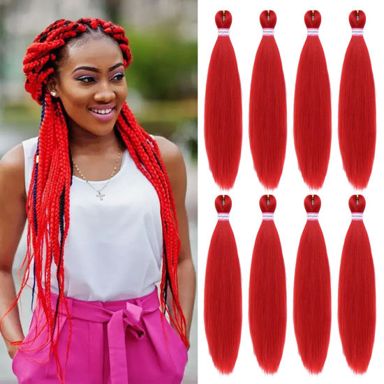 GetUSCart- Red Braiding Hair Pre Stretched 20 Inch 8 Packs Braiding ...