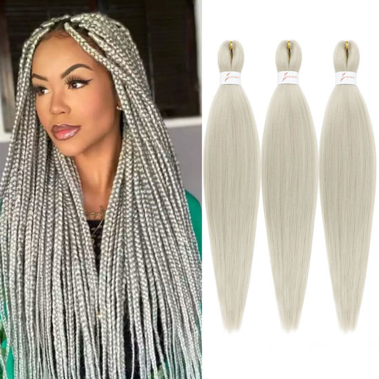 GetUSCart- Dorsanee Silver Braiding Hair Pre Stretched 24 Inch 3 Packs ...