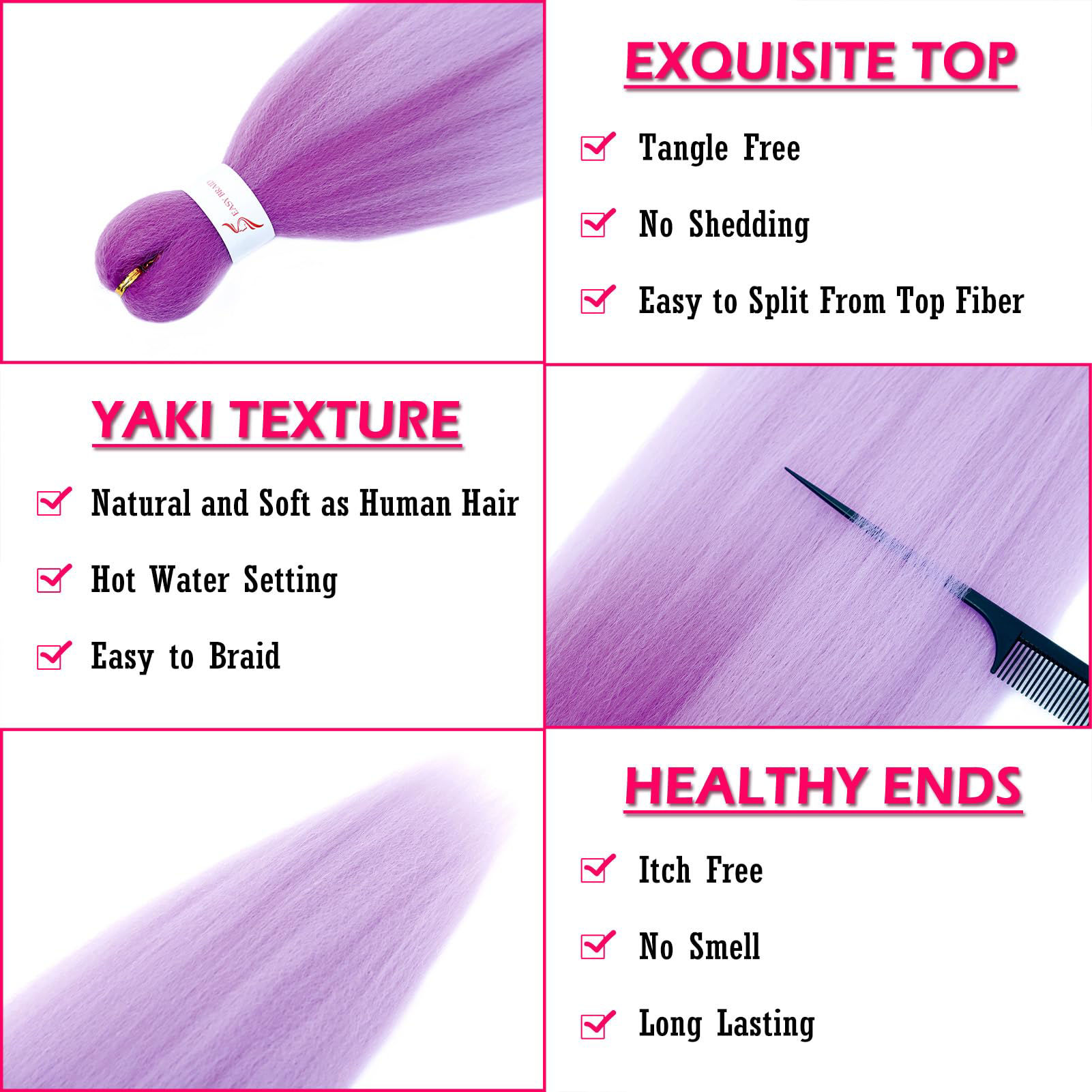 GetUSCart- Dorsanee Ombre Purple Braiding Hair Pre Stretched 24 Inch 3 ...