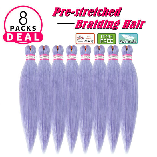GetUSCart- Light Purple Braiding Hair Pre Stretched 20 Inch 8 Packs ...