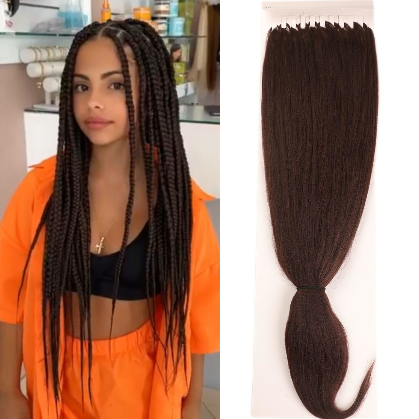 GetUSCart- Leticia Pre sectioned Braiding Hair for Braids Chocolate Brown Braiding Hair Pre ...