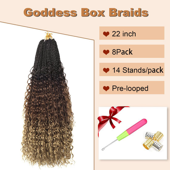 GetUSCart- Goddess Box Braids Crochet Hair With Curly Ends 22 Inch ...