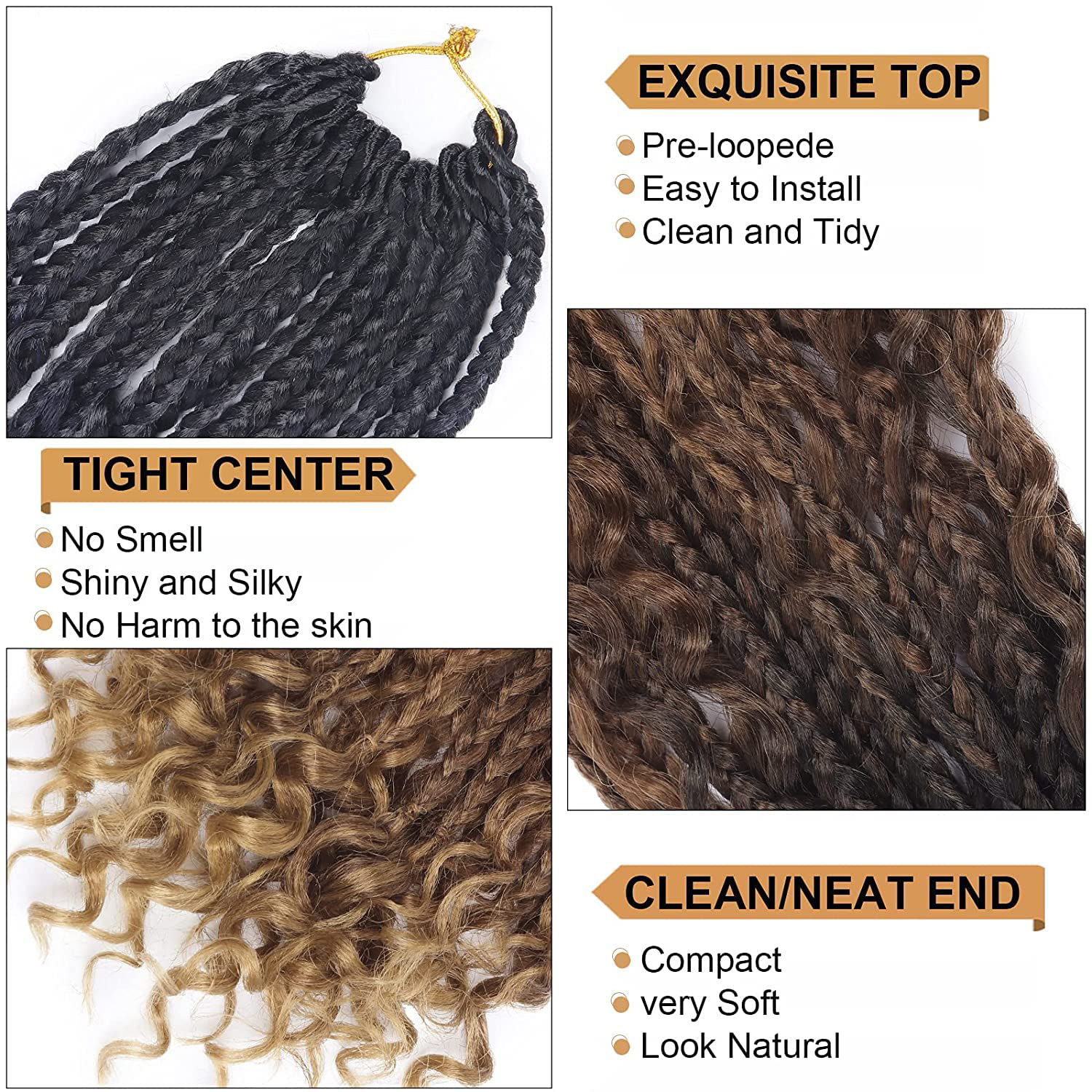 GetUSCart- Goddess Box Braids Crochet Hair With Curly Ends 16 Inch ...