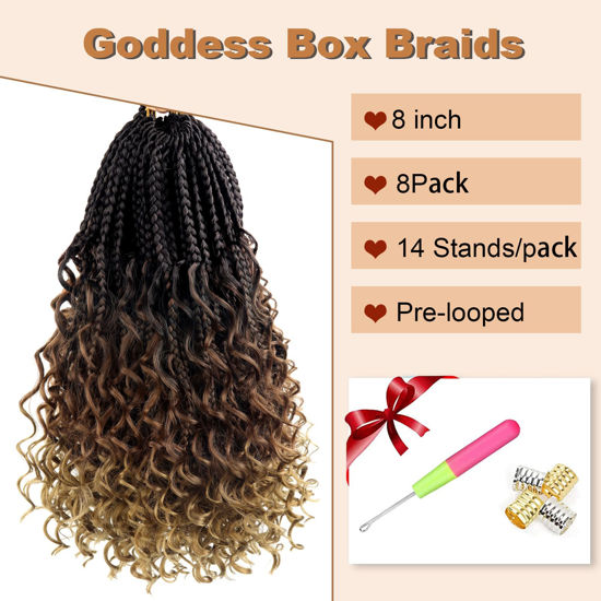 GetUSCart- Goddess Box Braids Crochet Hair With Curly Ends 8 Inch ...