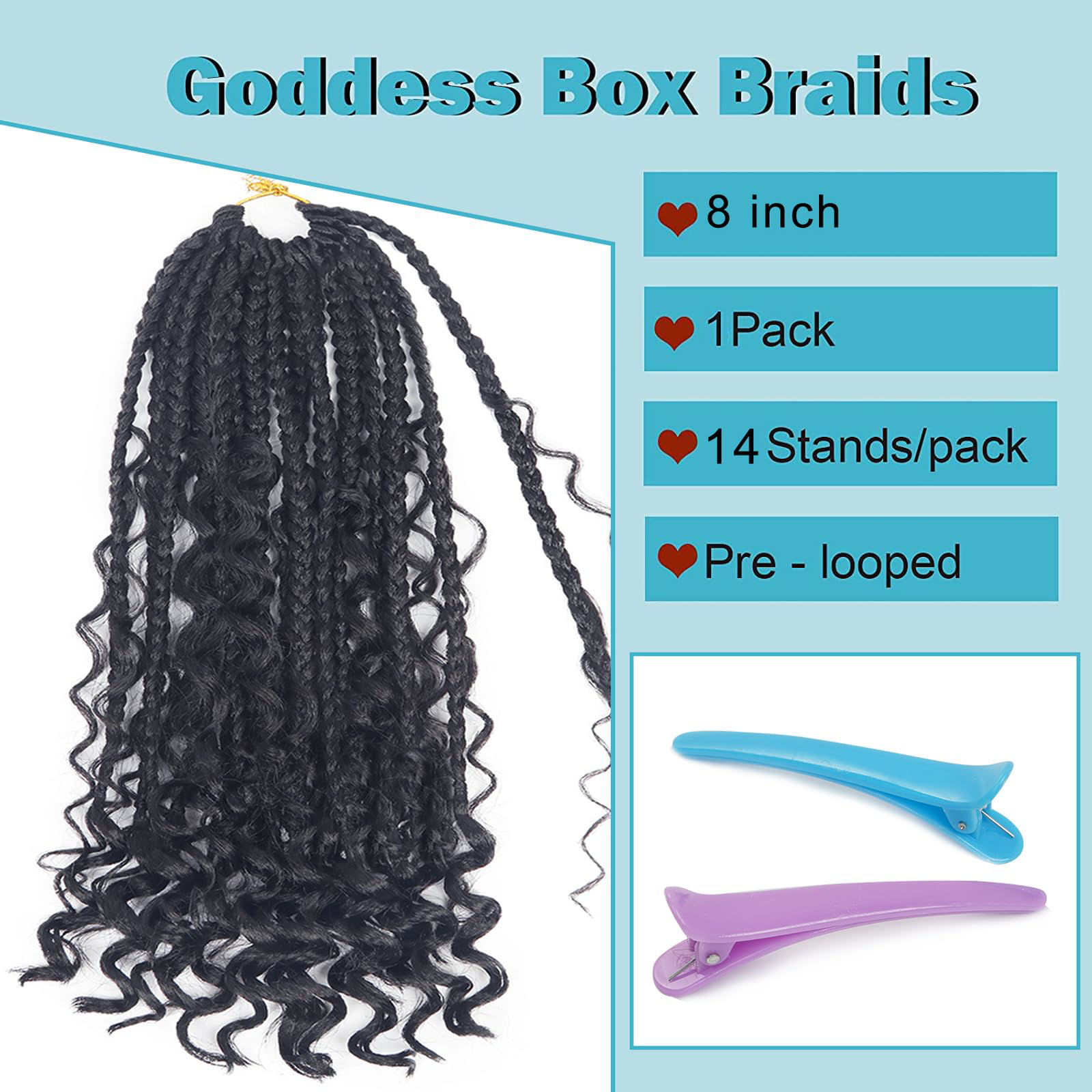 GetUSCart- Goddess Box Braids Crochet Hair With Curly Ends 8 Inch ...