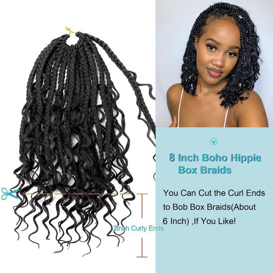 GetUSCart- Goddess Box Braids Crochet Hair With Curly Ends 8 Inch ...