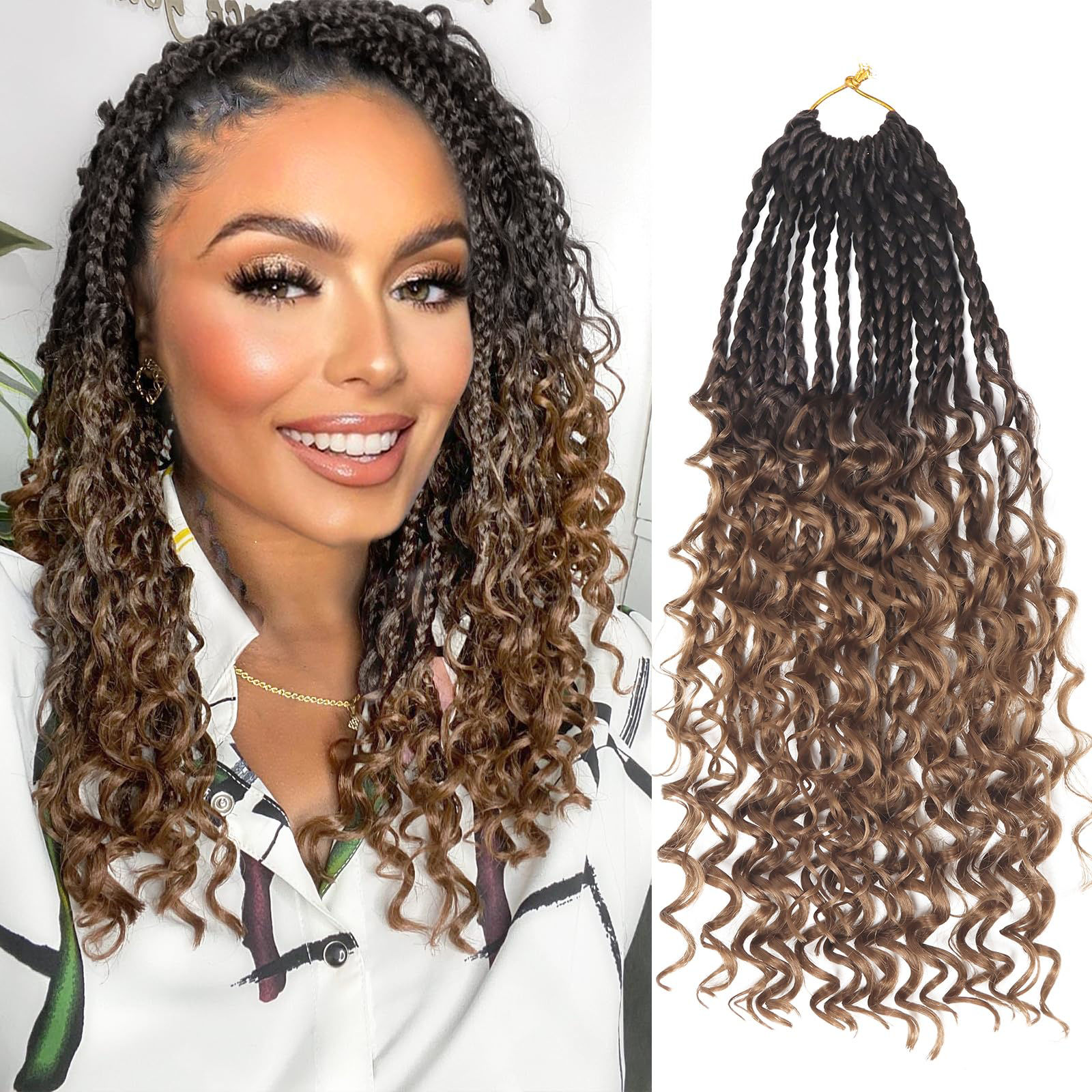 GetUSCart- Goddess Box Braids Crochet Hair With Curly Ends 12 Inch ...
