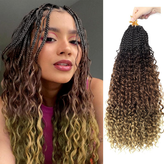 GetUSCart- Goddess Box Braids Crochet Hair With Curly Ends 16 Inch ...