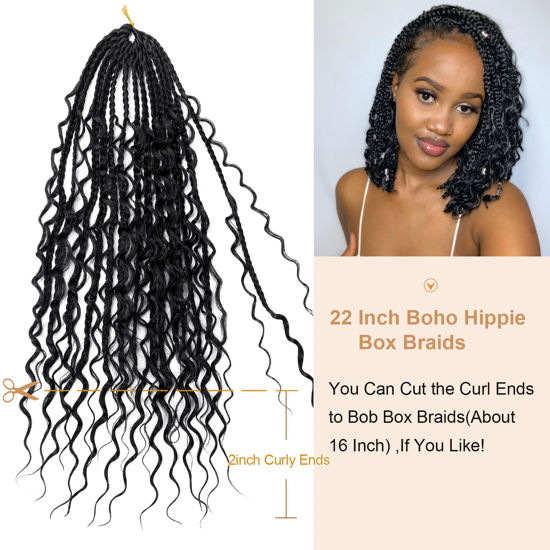 GetUSCart- Goddess Box Braids Crochet Hair With Curly Ends 22 Inch ...