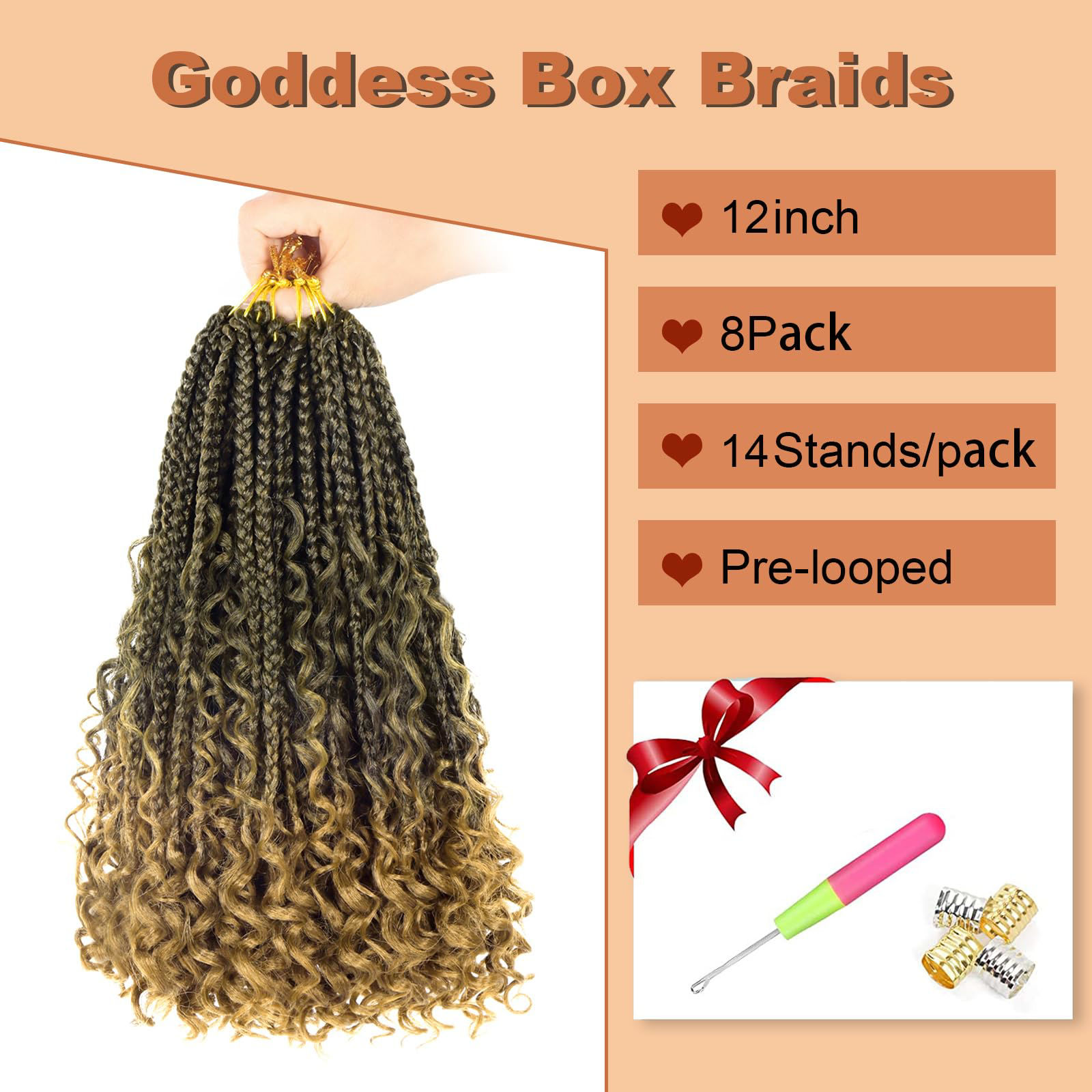 GetUSCart- Goddess Box Braids Crochet Hair With Curly Ends 12 Inch ...