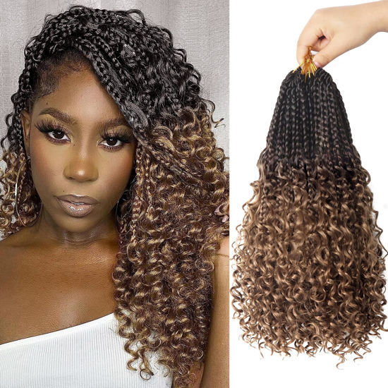GetUSCart- Goddess Box Braids Crochet Hair With Curly Ends 12 Inch ...