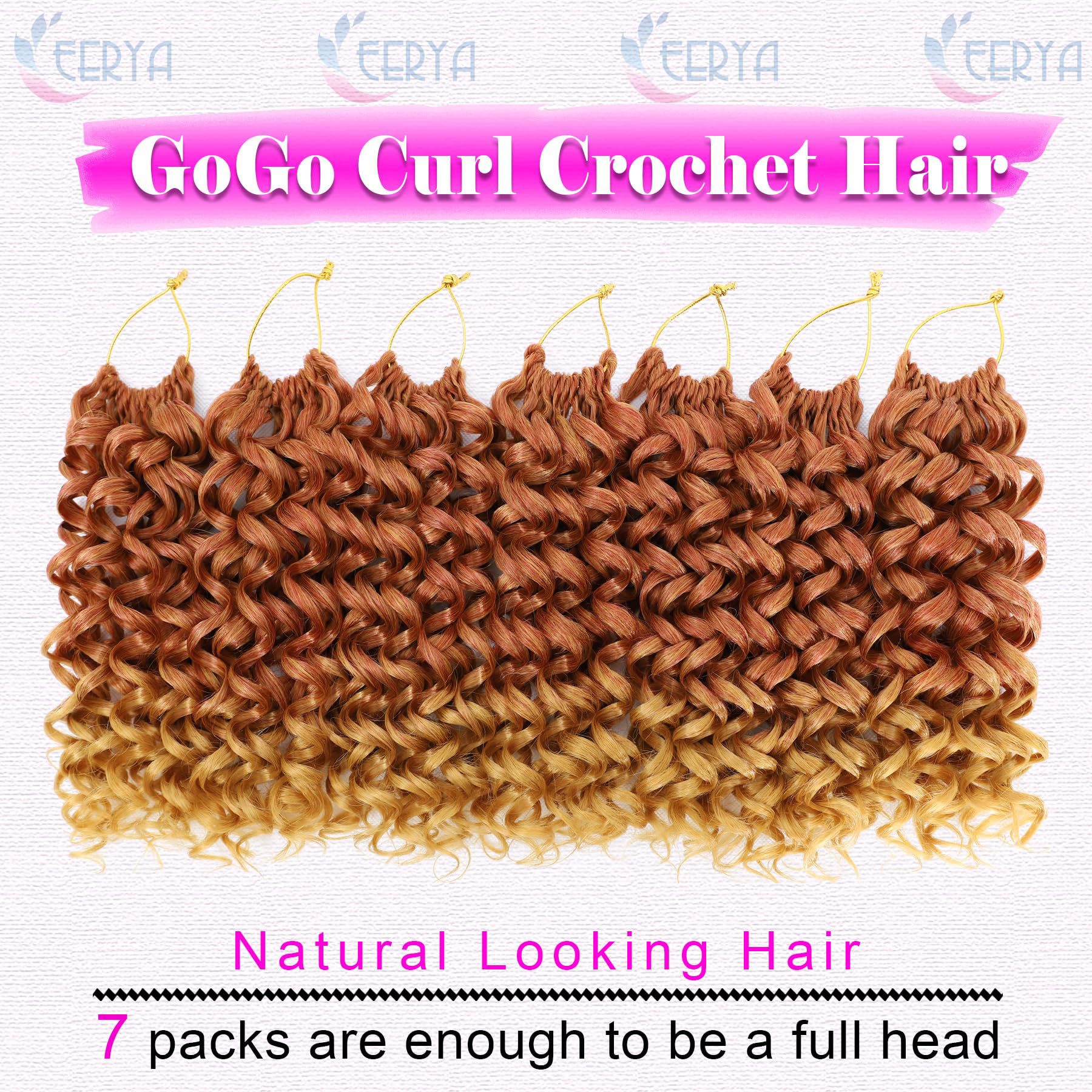 GetUSCart- 7 Packs GoGo Curl Crochet Hair 10 Inch Short Copper Flame ...