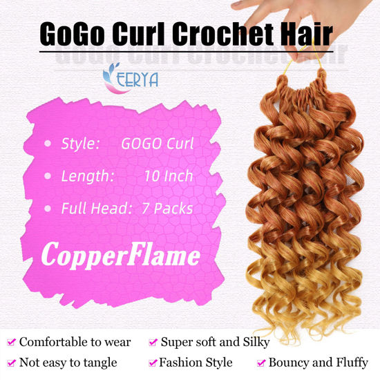 GetUSCart- 7 Packs GoGo Curl Crochet Hair 10 Inch Short Copper Flame ...