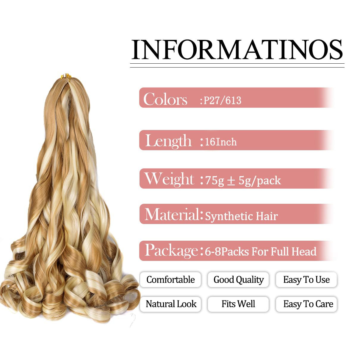 GetUSCart- Curly Braiding Hair Box Braids #P27/613 Spanish Curly ...